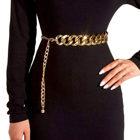 Accessories | Gold Single Layer Thick Simple Chain Belt | Poshmark